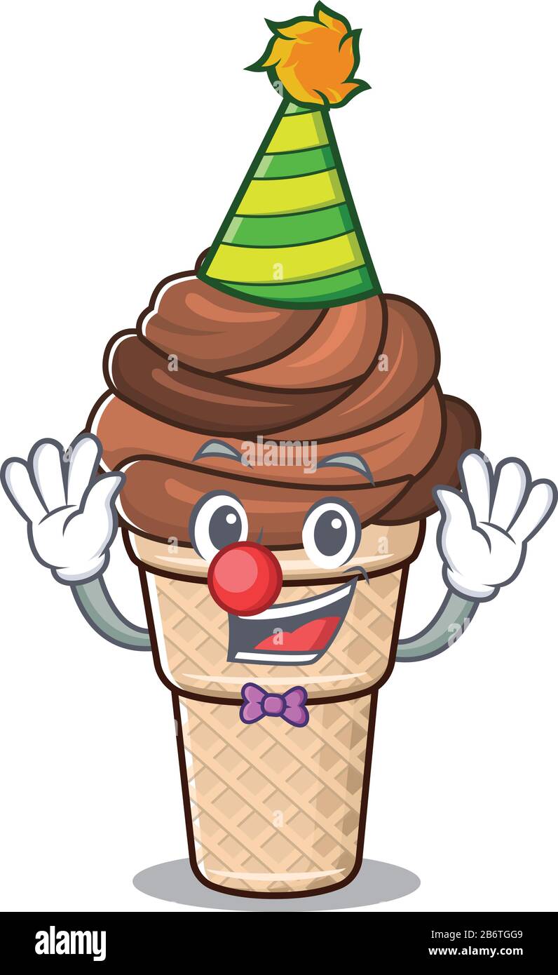 Cute and Funny Clown chocolate ice cream cartoon character mascot style ...