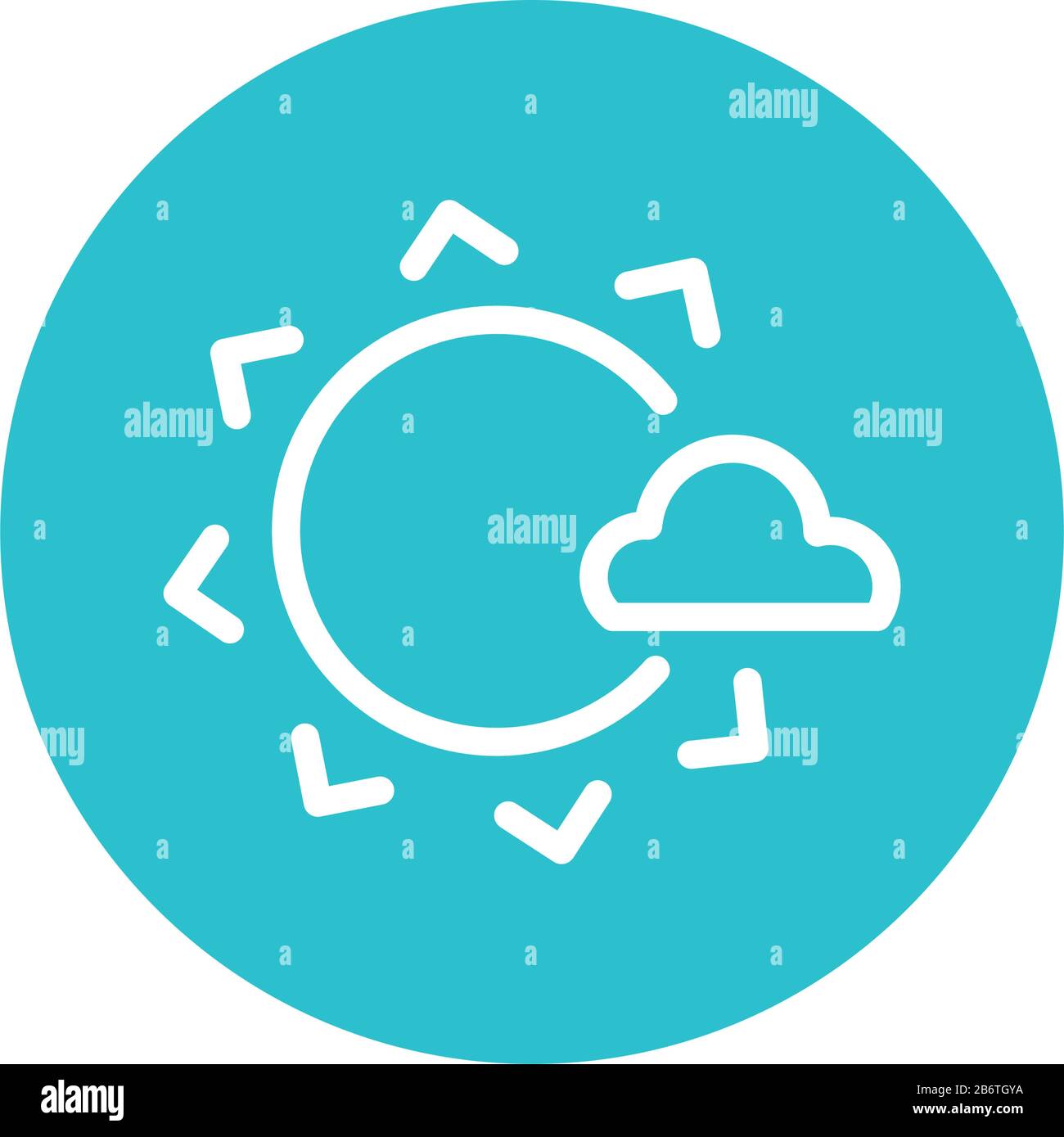 sun with cloud, block and flat style icon vector illustration design ...