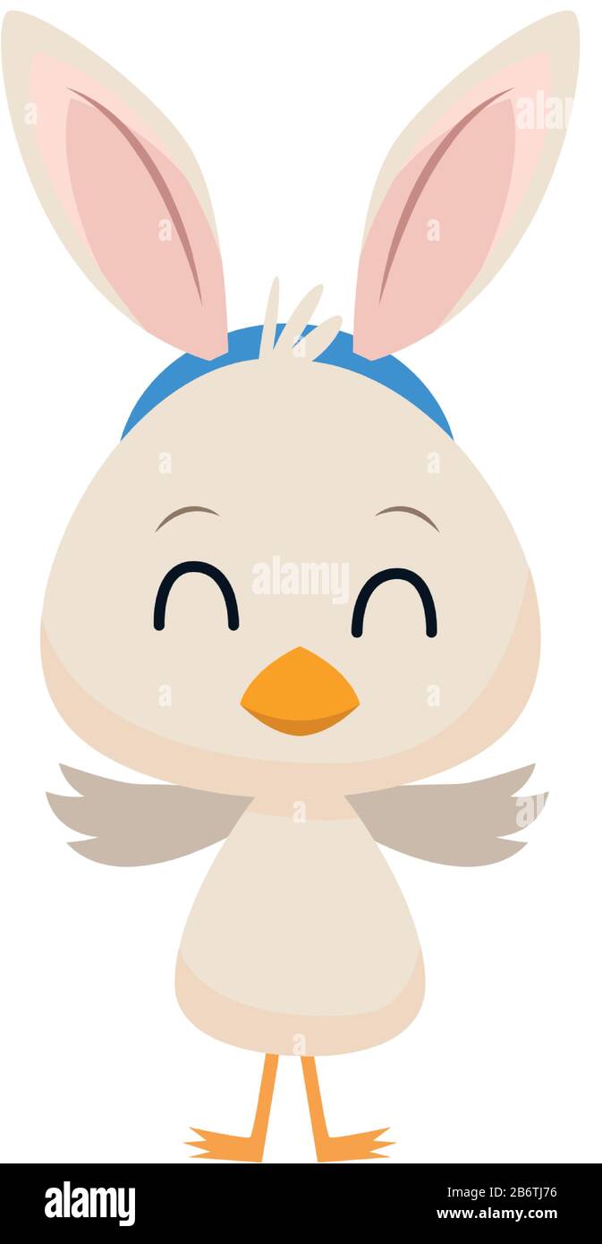cute little duck with ears rabbit easter character Stock Vector Image ...