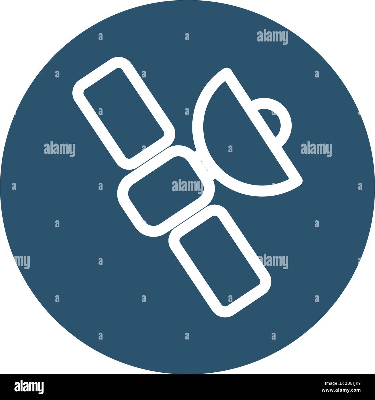 satellite in orbit, block and flat style icon vector illustration ...