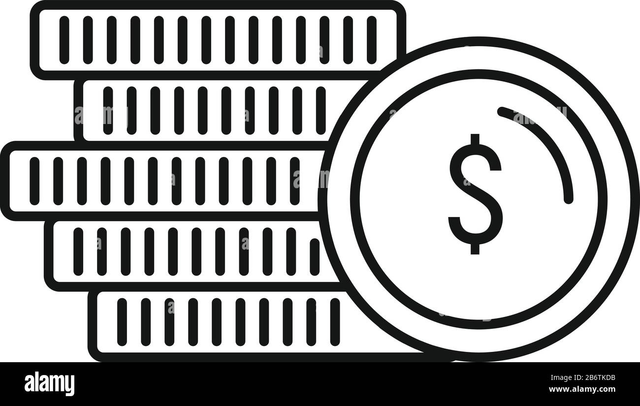 Coins stack icon. Outline coins stack vector icon for web design ...