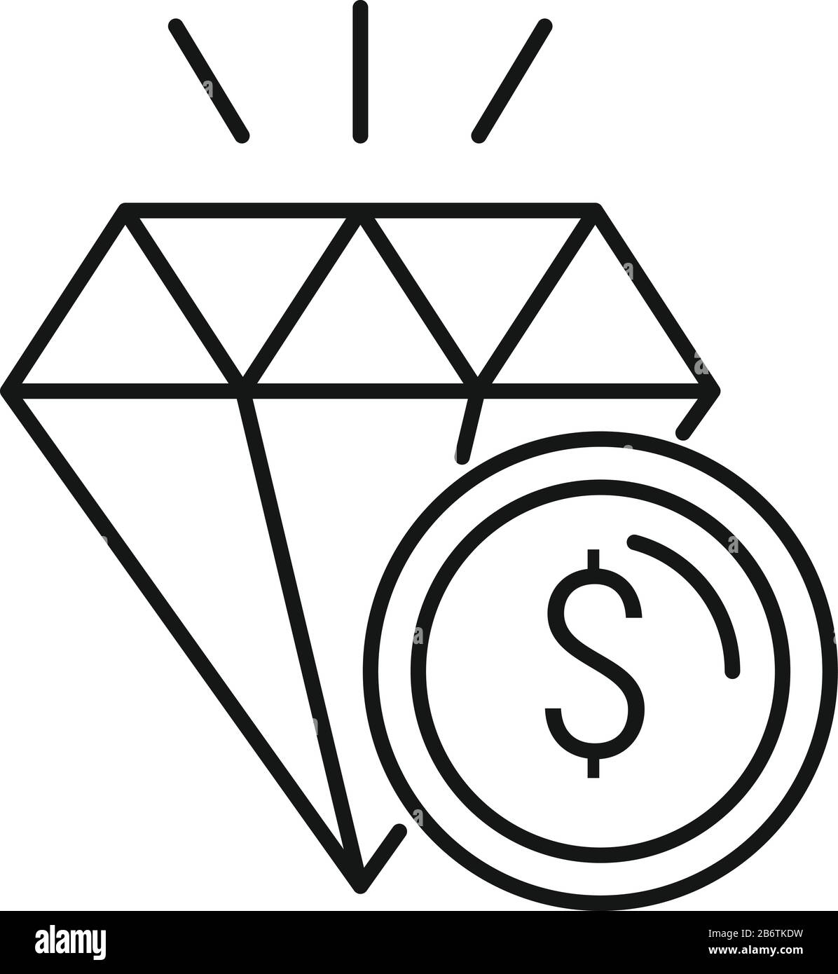 Diamond icon. Outline diamond vector icon for web design isolated on ...