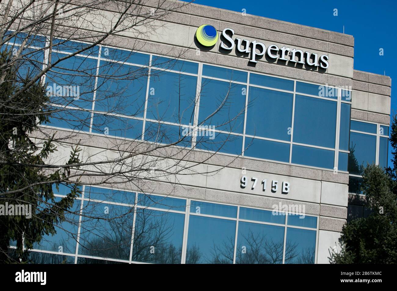 A logo sign outside of the headquarters of Supernus Pharmaceuticals in ...