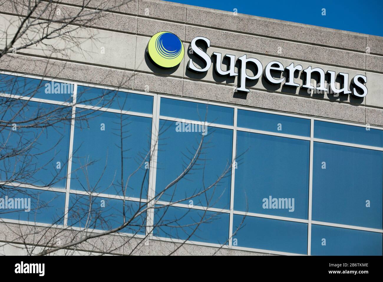 A logo sign outside of the headquarters of Supernus Pharmaceuticals in ...