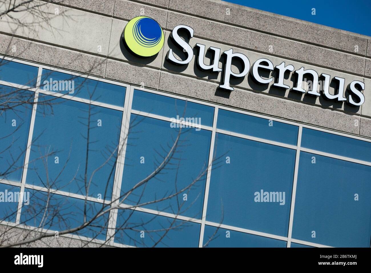 A logo sign outside of the headquarters of Supernus Pharmaceuticals in ...