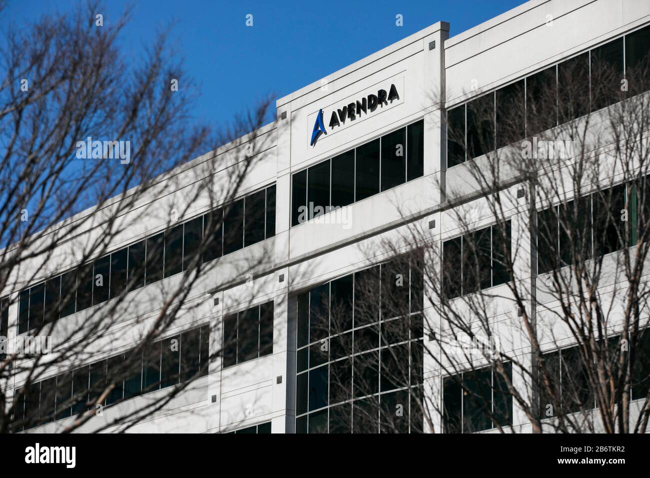 A logo sign outside of the headquarters of Avendra in Rockville ...