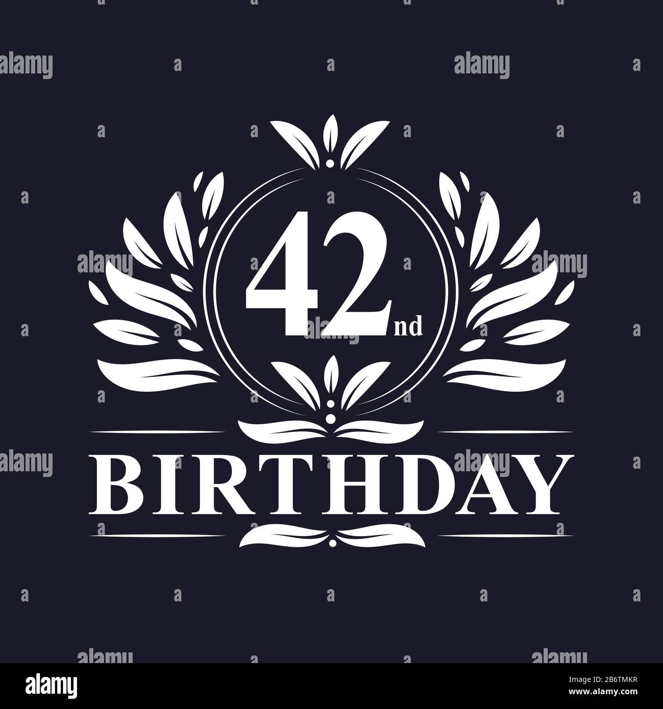 42nd Birthday celebration, luxury 42 years Birthday logo design Stock ...