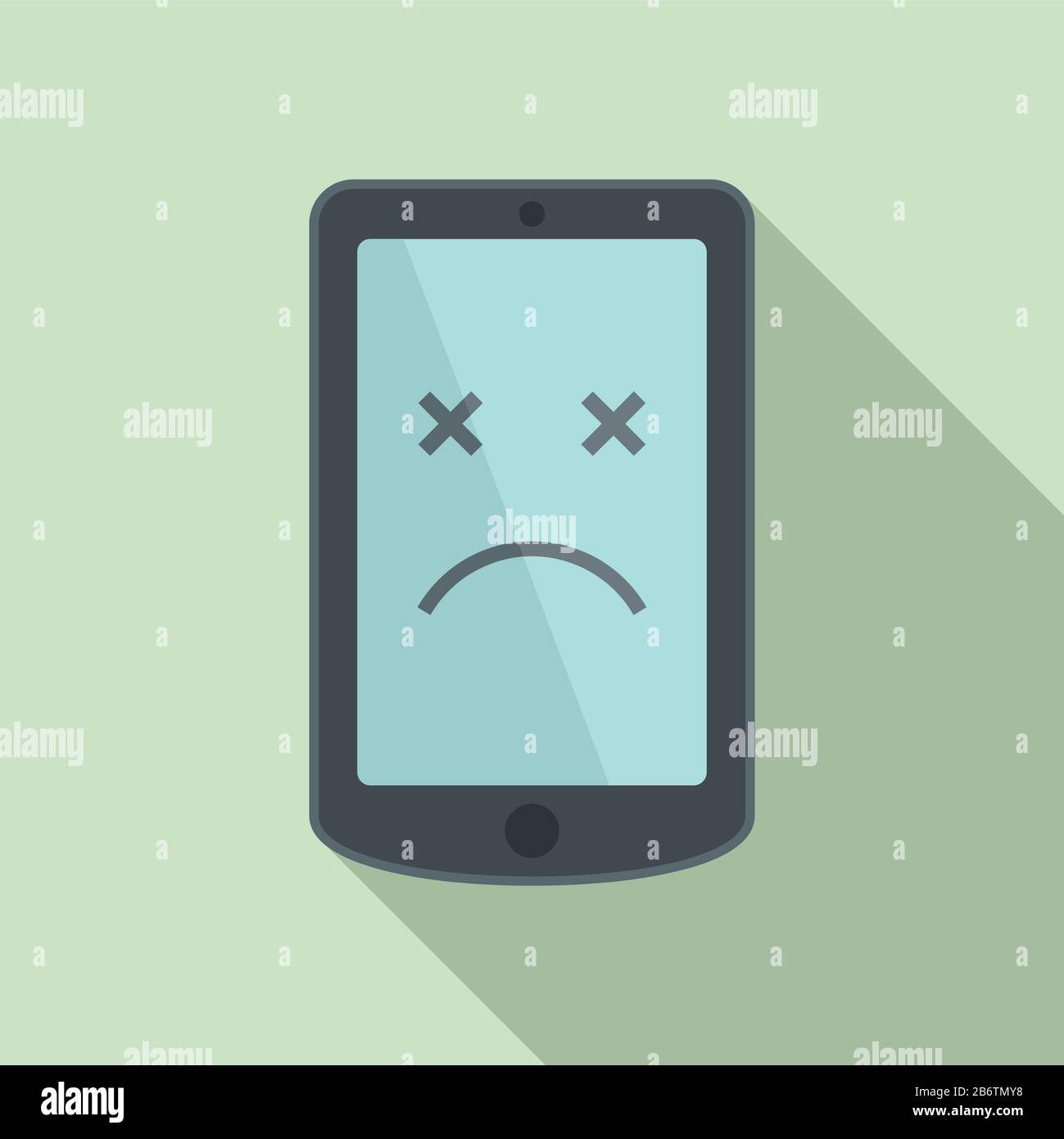 Broken mobile phone icon. Flat illustration of broken mobile phone ...