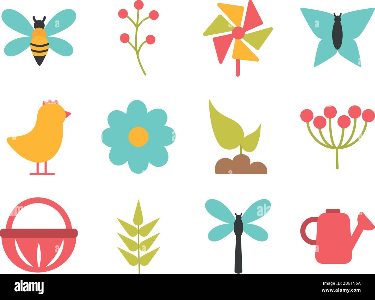 set of spring icons on white background vector illustration design ...