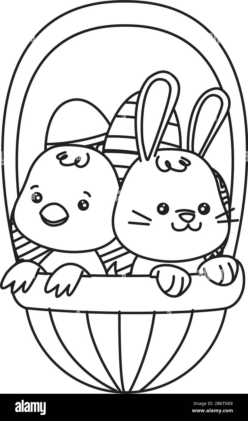 Easter bunny in basket Black and White Stock Photos & Images - Alamy
