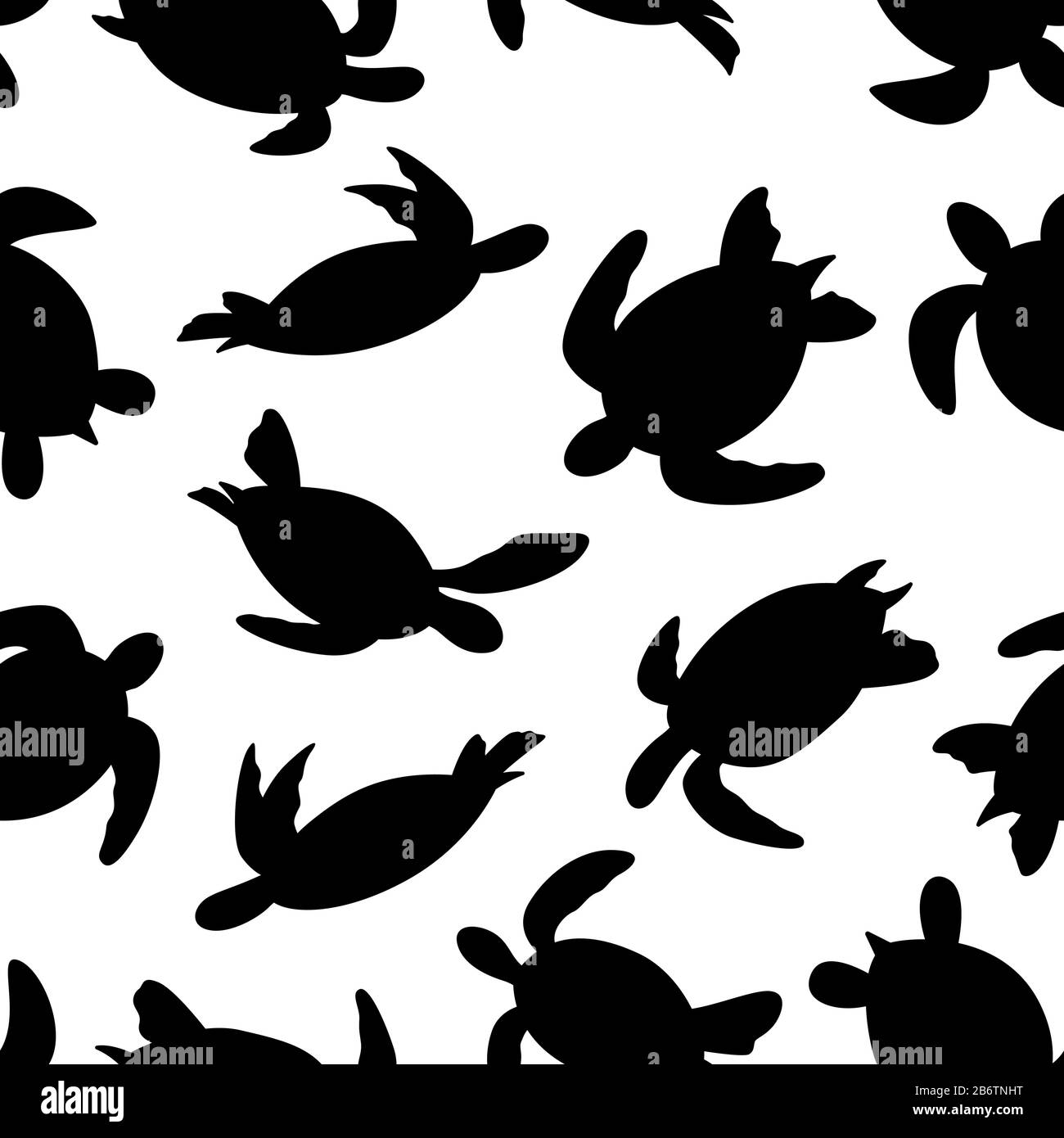 Turtle seamless pattern. Turtle silhouette vector background. For print ...