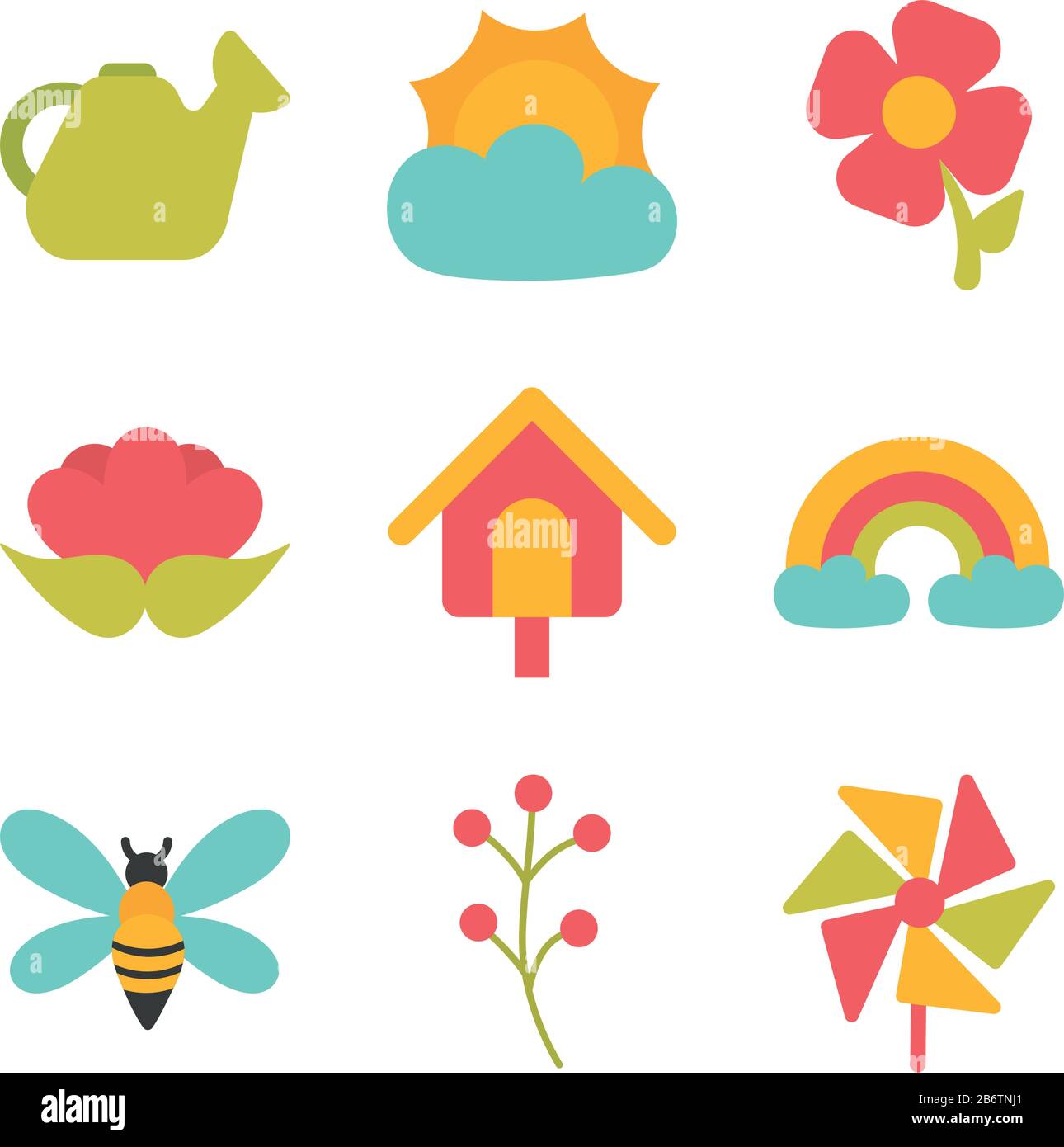 set of spring icons on white background vector illustration design ...