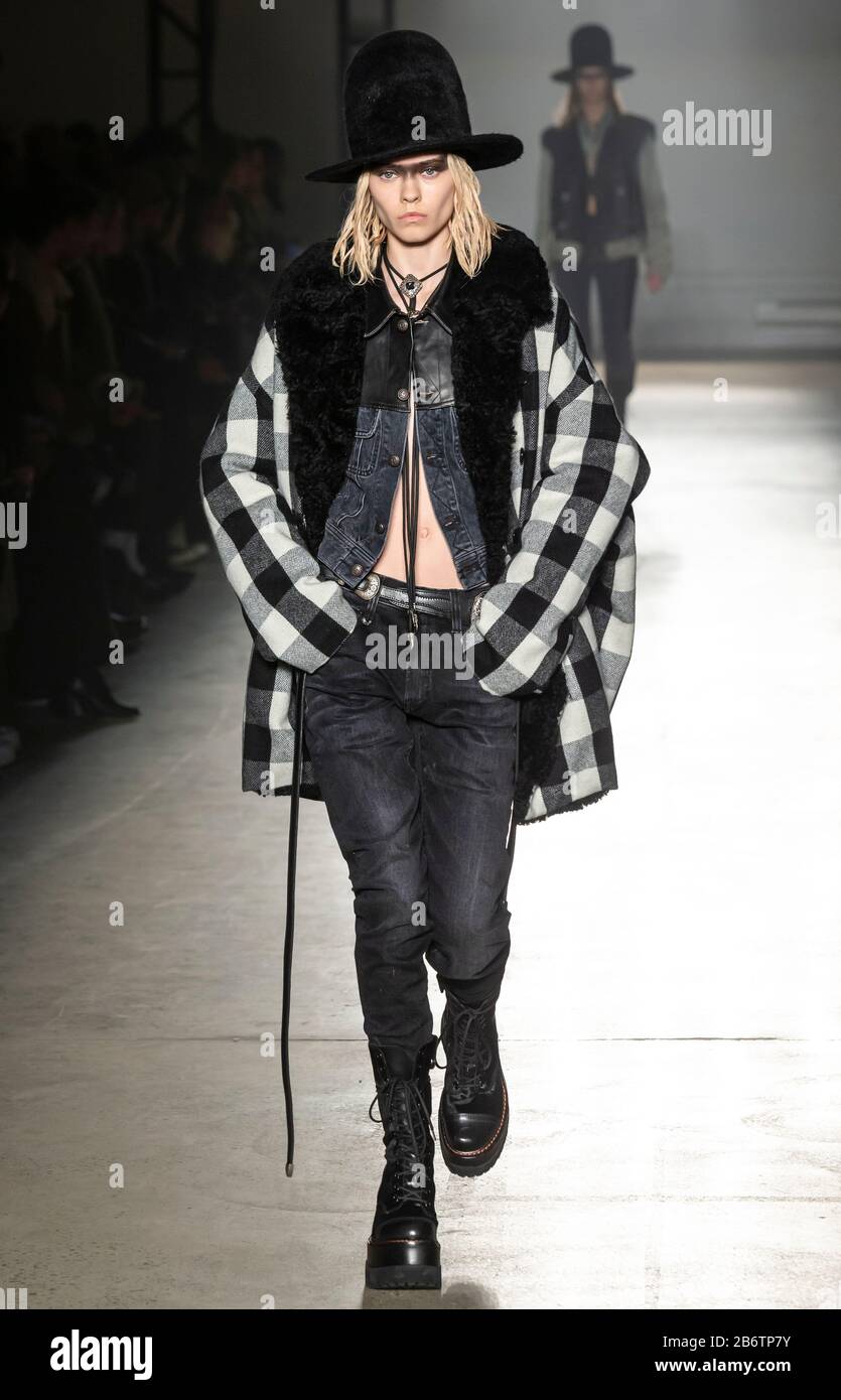 New York, New York - February 08, 2020: Maike Inga walks the runway at ...