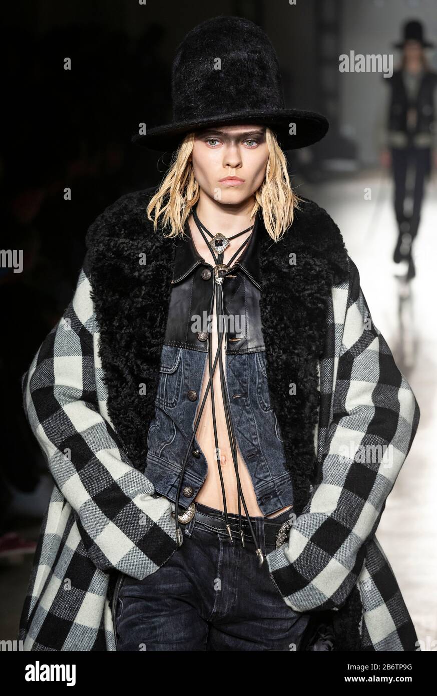 New York, New York - February 08, 2020: Maike Inga walks the runway at ...