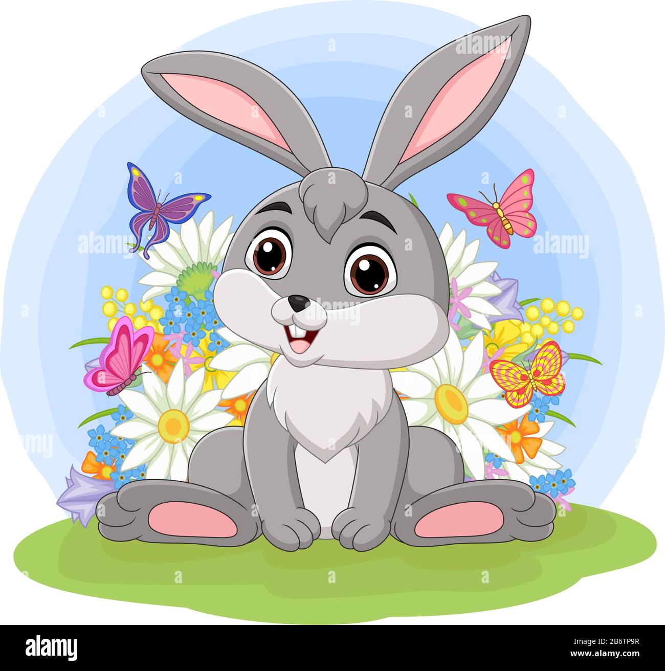 Cute baby rabbit in the grass Stock Vector Image & Art - Alamy