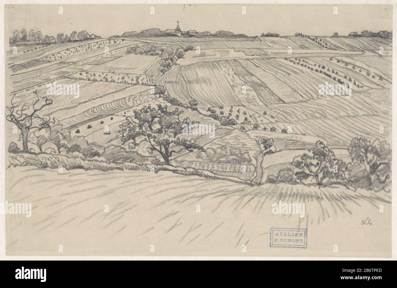 Heuvelachtig landschap met korenvelden Hilly landscape with cornfield ...