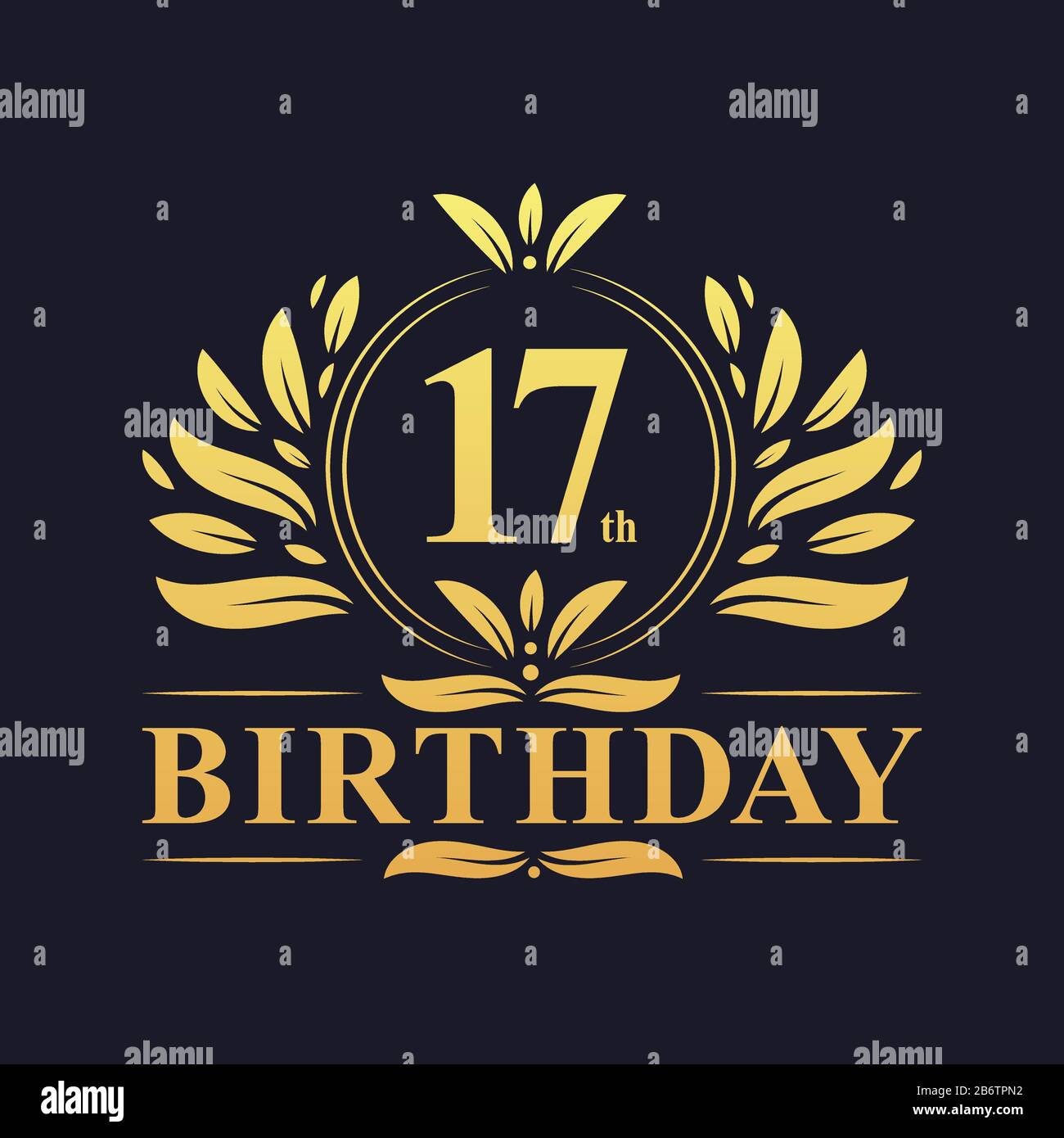 17th Birthday Design, luxurious golden color 17 years Birthday ...