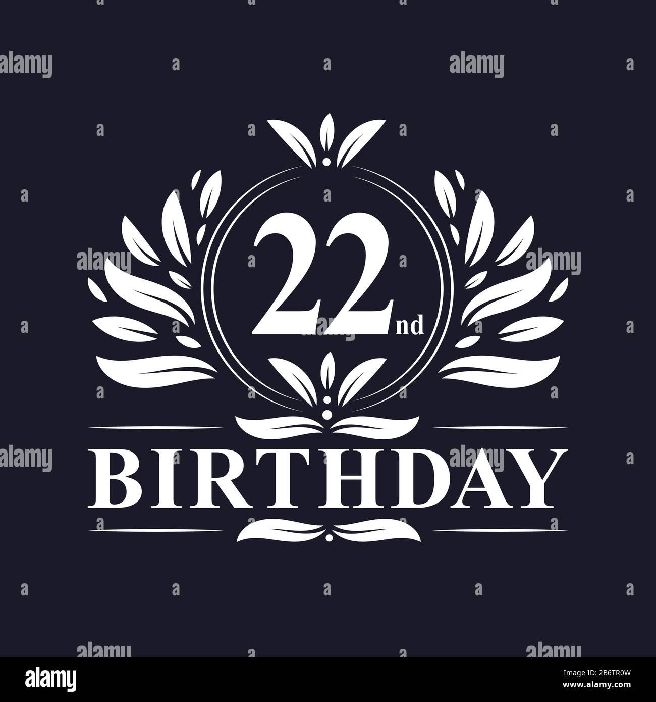 22 Years Birthday Logo Luxury 22nd Birthday Design Celebration Stock