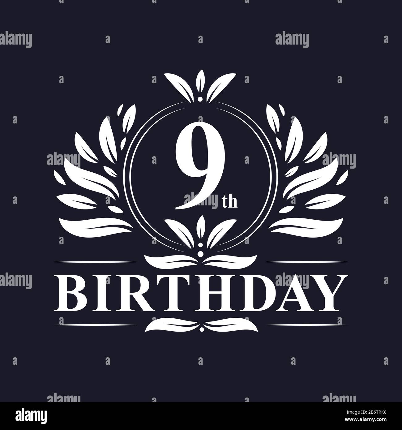 9th Birthday celebration, luxury 9 years Birthday logo design Stock ...