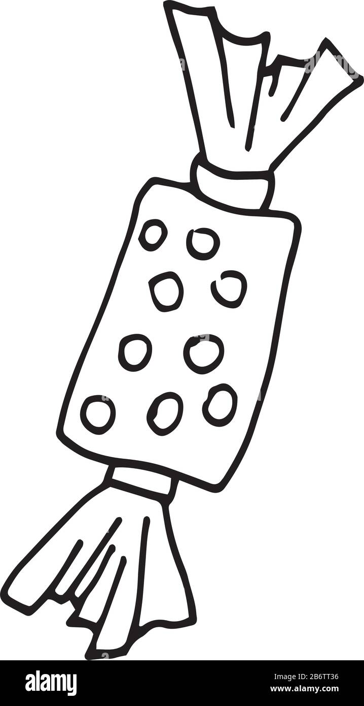 Big candy gift, outline vector illustration. Coloring page Stock Vector ...