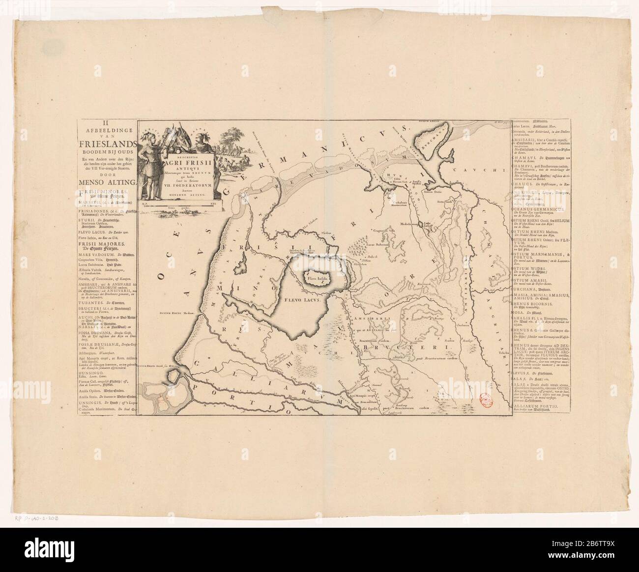 Historische kaart van Nederland met de gebieden van de Bataven en ...
