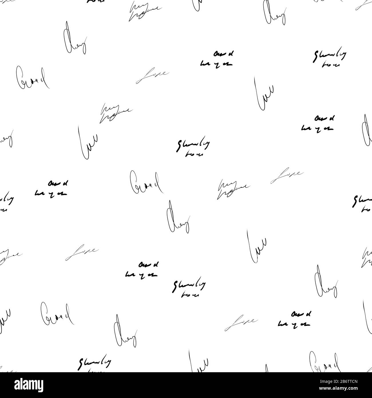 Seamless abstract text pattern. Handwritten font on a white background ...