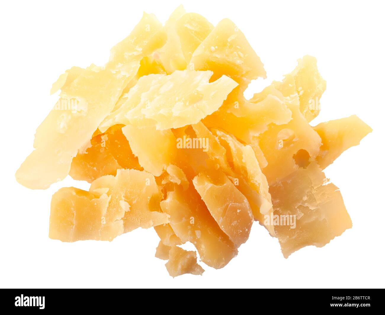 Pile of Parmesan flakes or shavings, isolated Stock Photo - Alamy