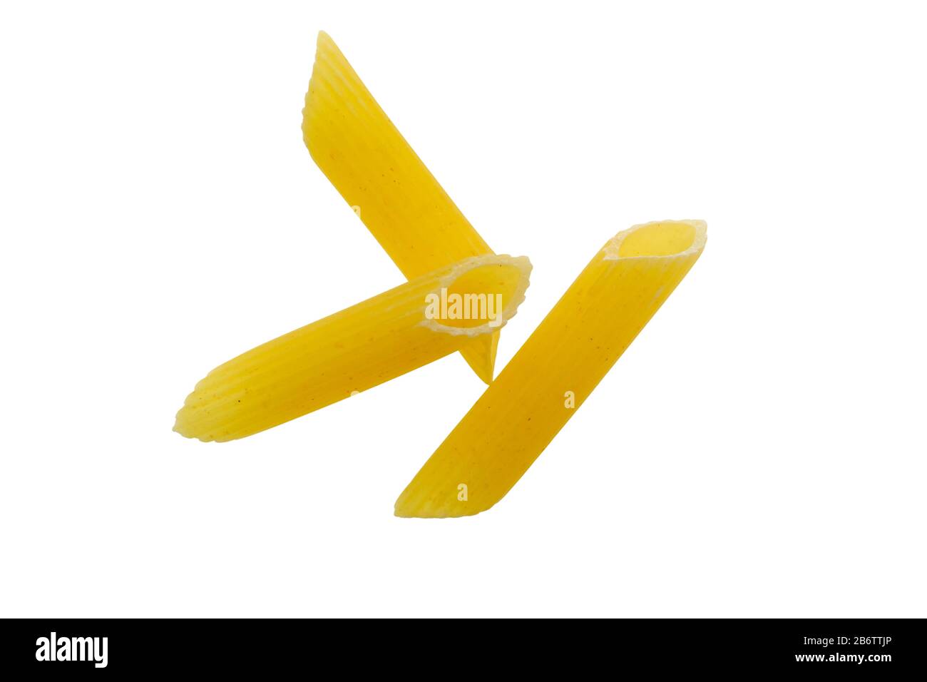 Top view of penne - pasta with cylinder-shaped pieces cut at a bias ...