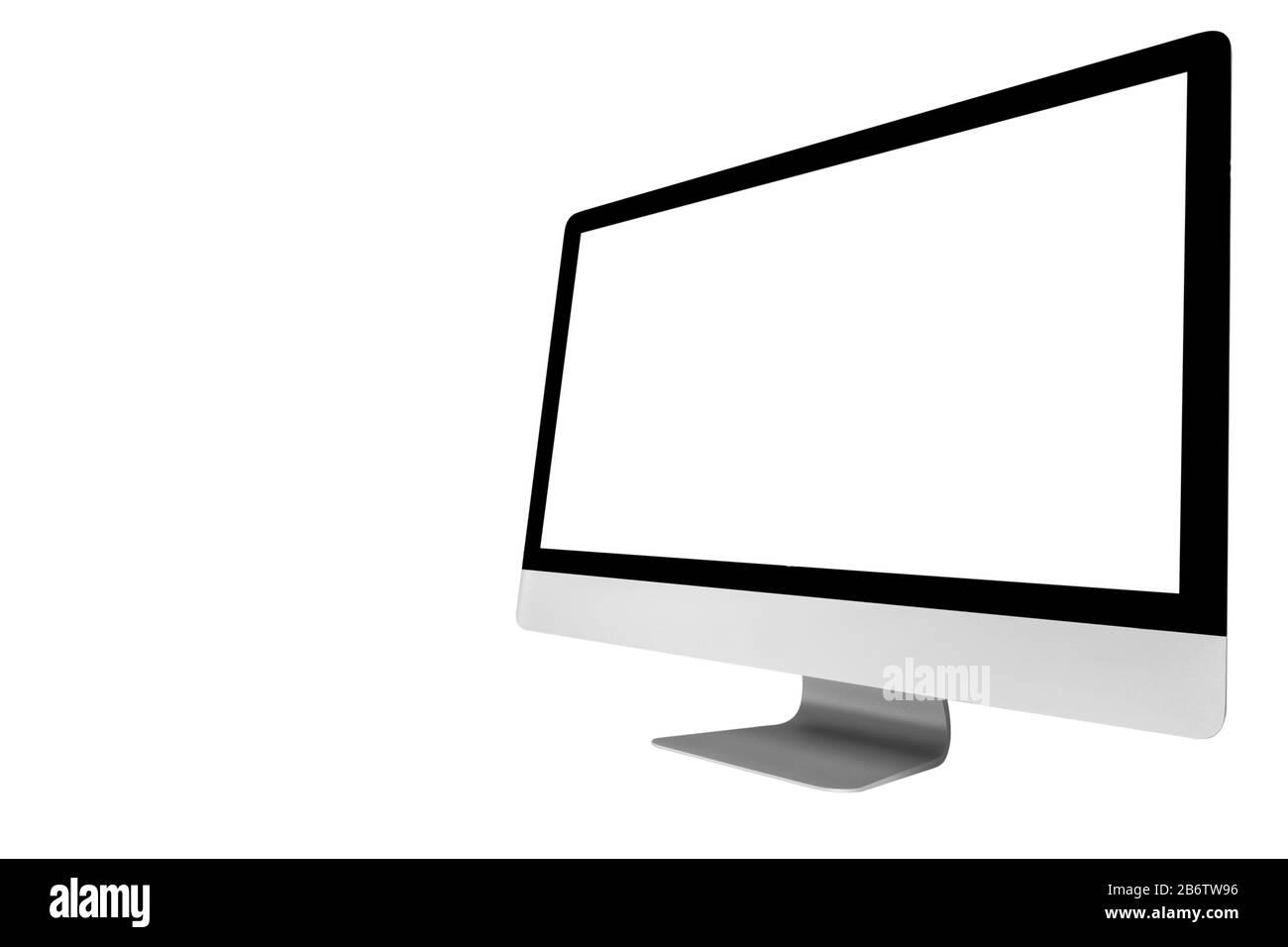 Laptop computer PC with blank screen mock up isolated on white ...