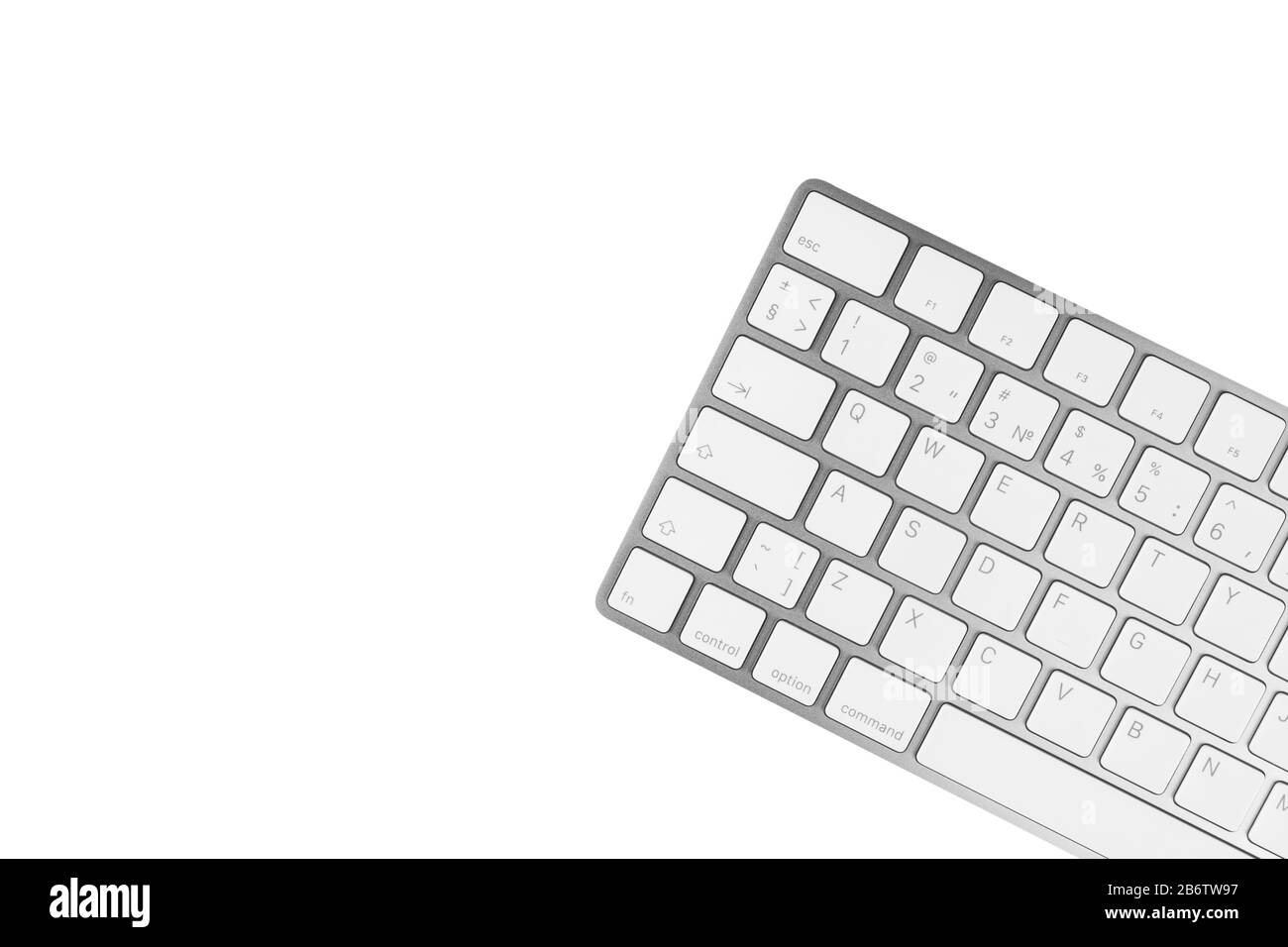 Closeup of a modern computer keyboard keys isolated on white background ...