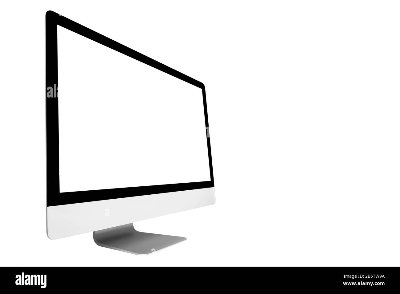 Laptop computer PC with blank screen mock up isolated on white ...