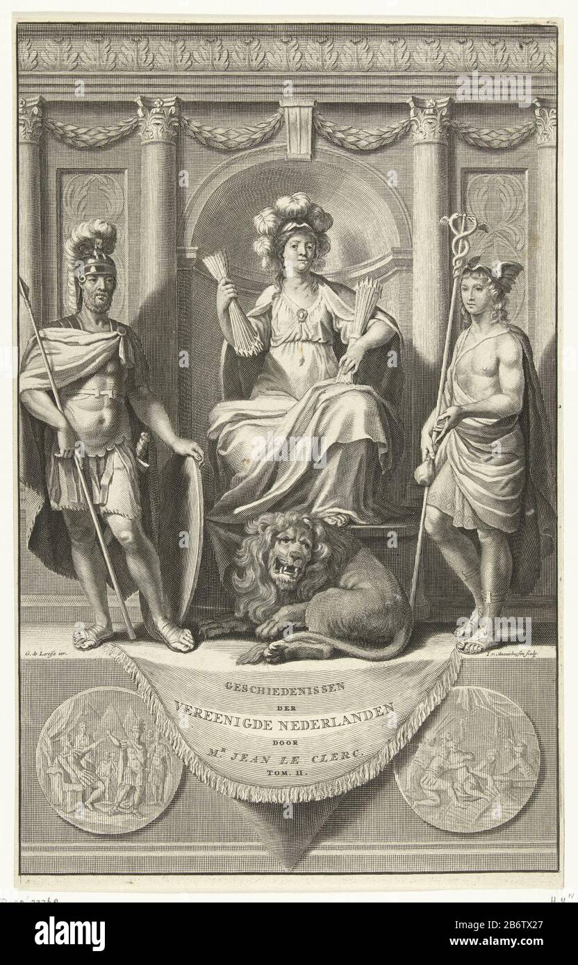 Hollandse maagd geflankeerd door Mars en Mercurius Titelpagina voor ...
