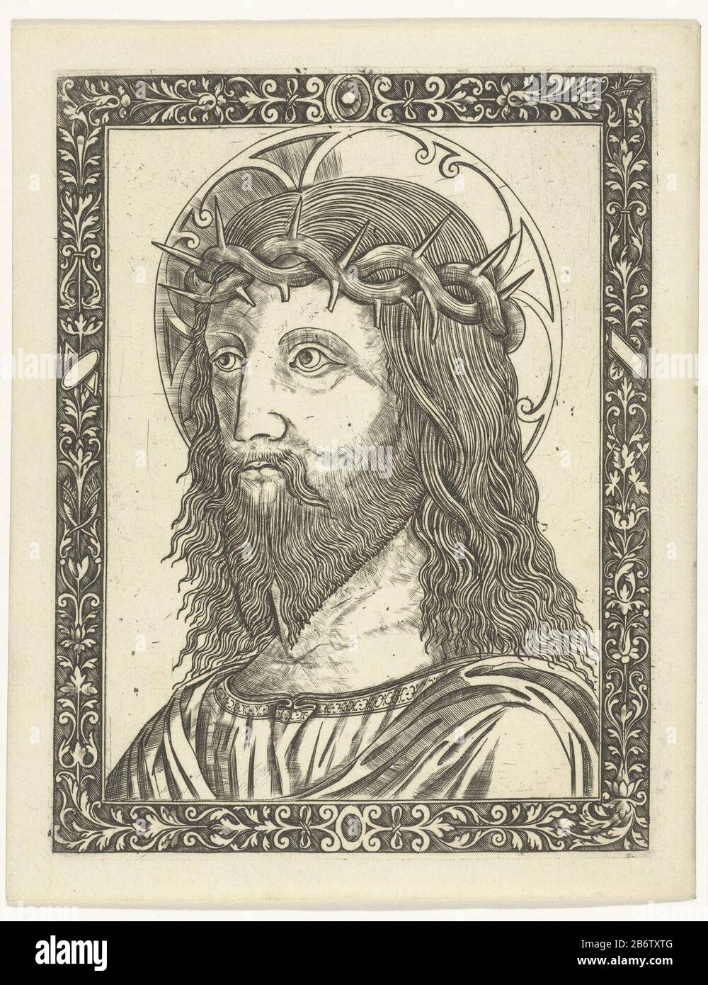 Hoofd van Christus met doornenkroon in omlijsting Head of Christ with ...