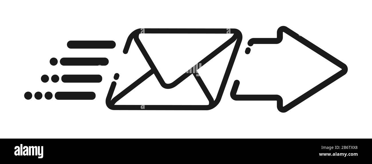 Vector icon of the sent message, empty outline. Simple flat design ...