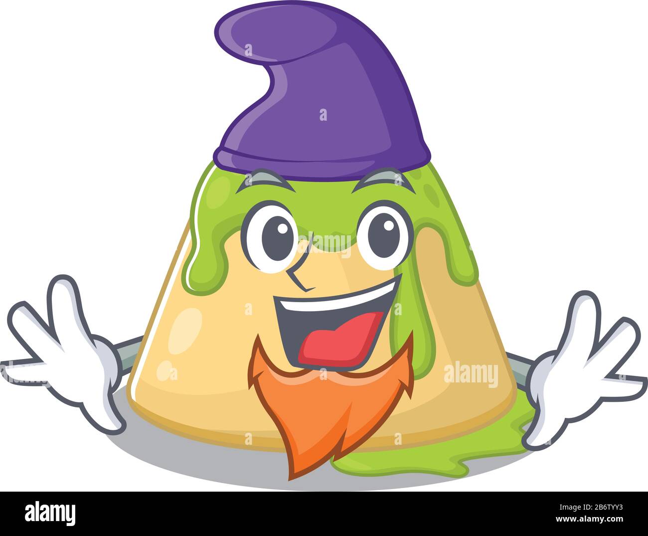 Cute and funny pudding green tea cartoon character dressed as an Elf ...