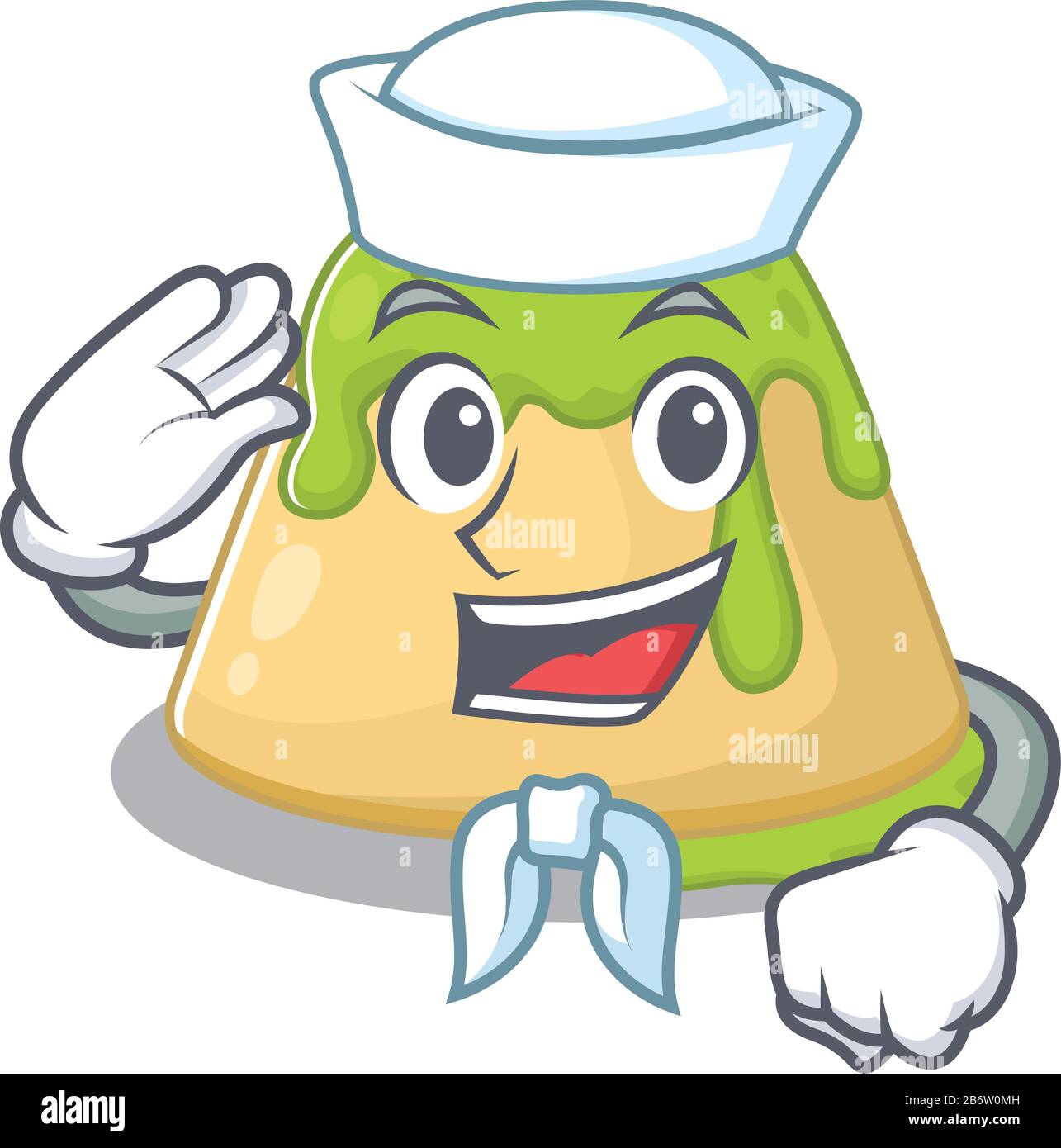 Cute pudding green tea Sailor cartoon character wearing white hat Stock ...