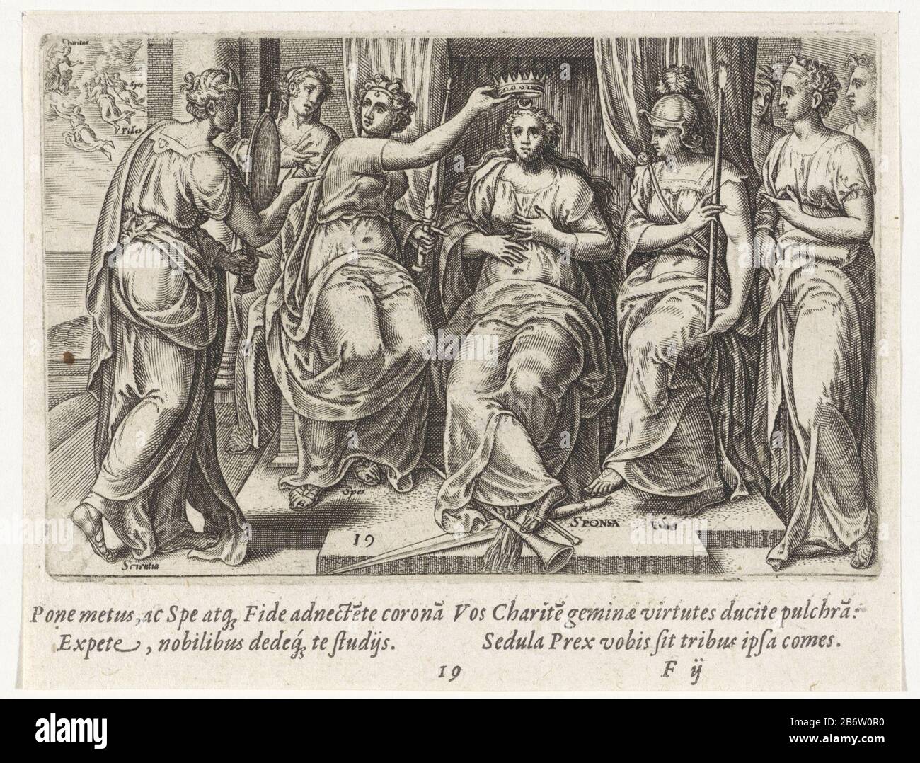 Hoop kroont de bruid hope (Spes) puts a crown on the head of the bride ...