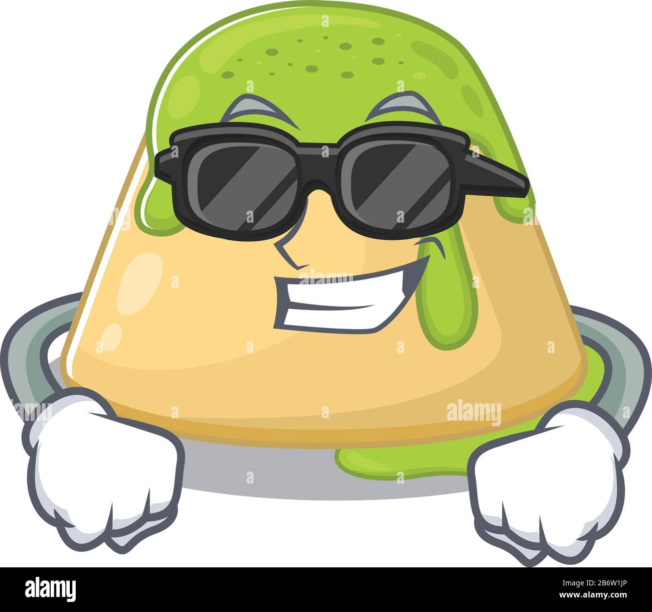 Super cool pudding green tea mascot character wearing black glasses ...
