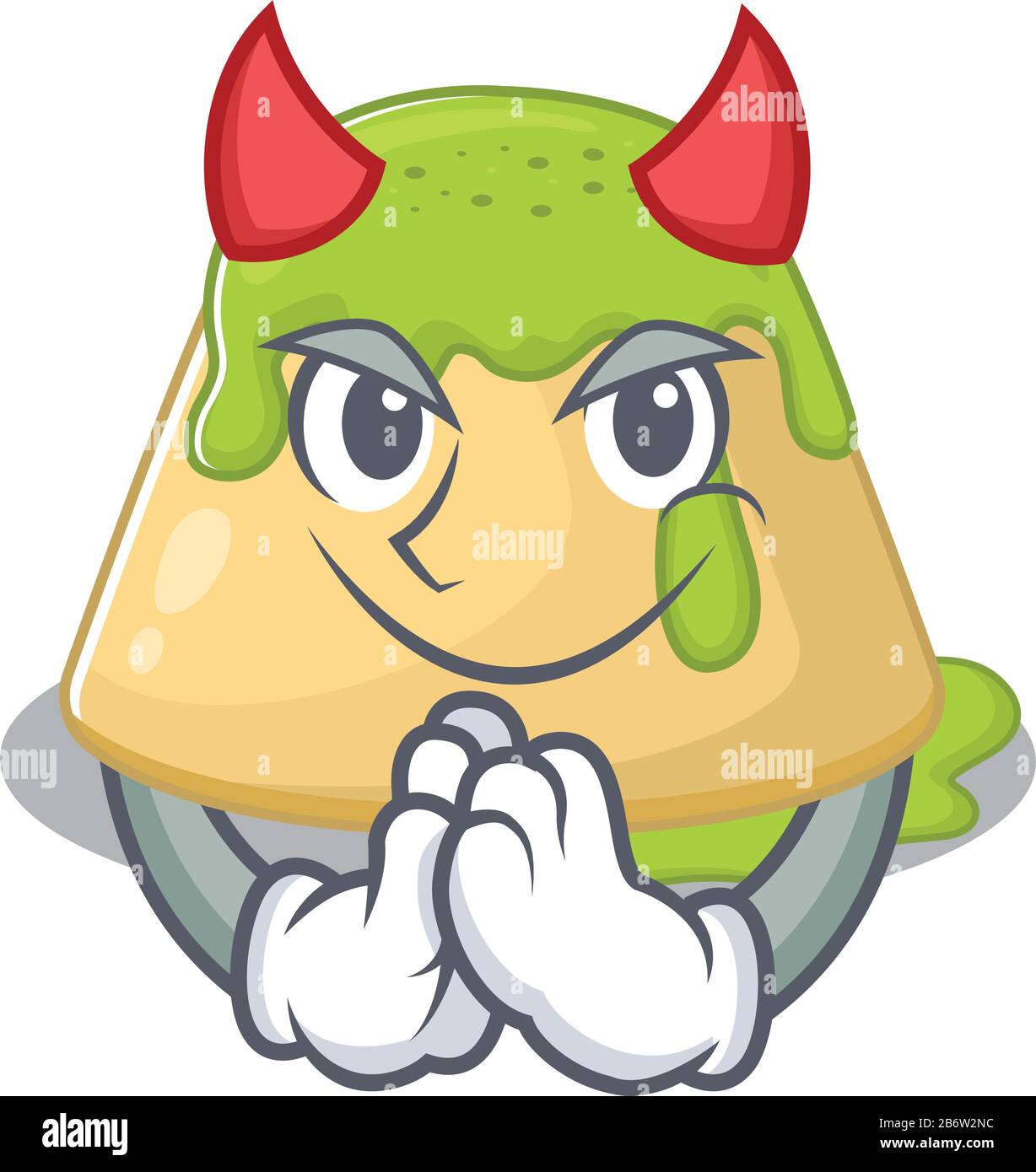 A picture of pudding green tea in devil cartoon design Stock Vector ...
