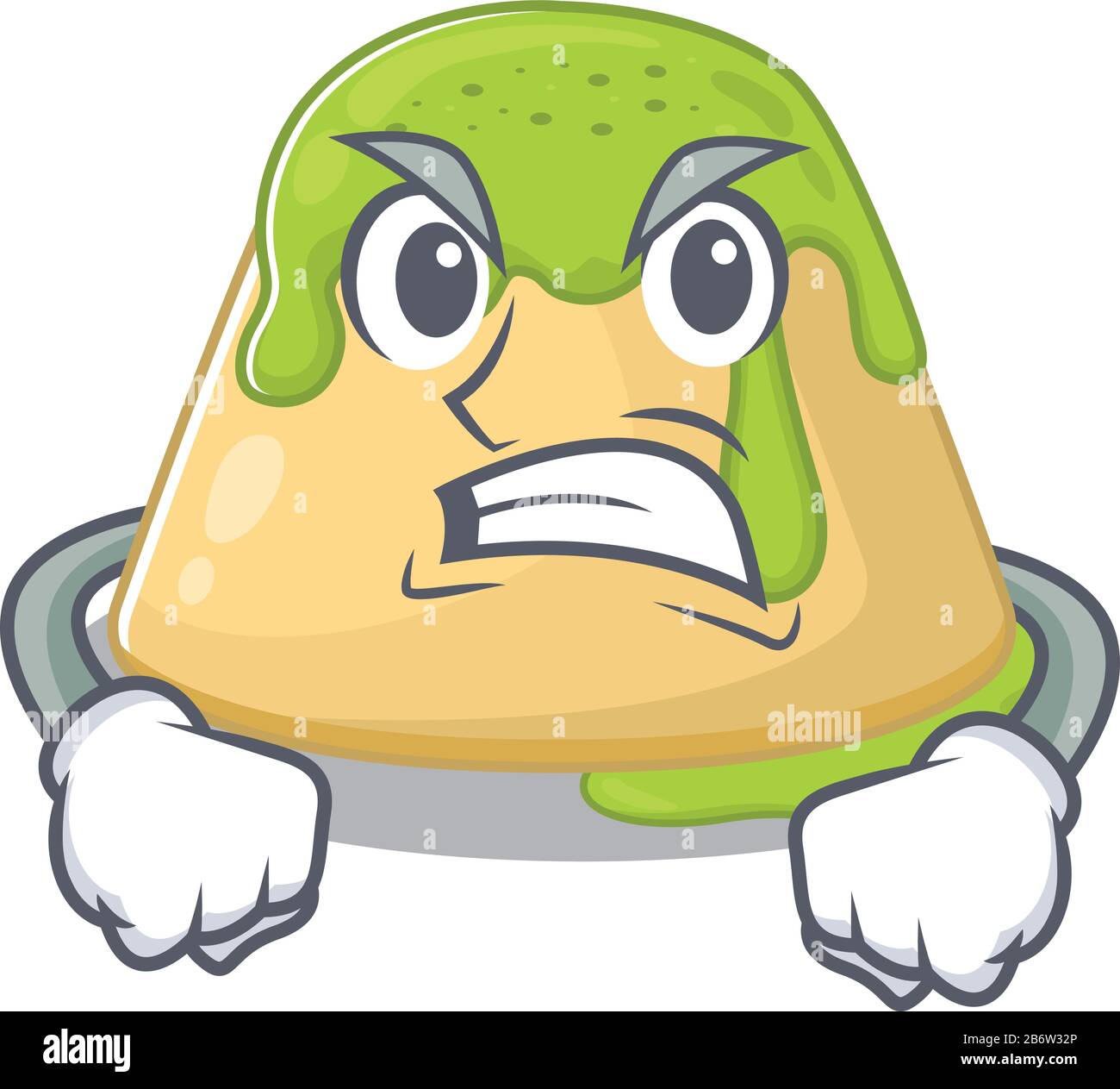 Pudding green tea cartoon character design with angry face Stock Vector ...