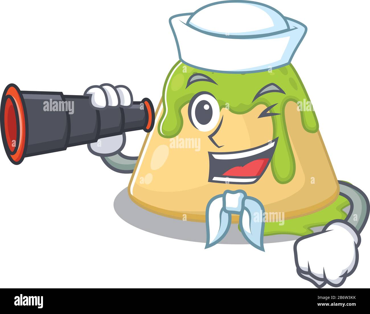 Pudding green tea in Sailor cartoon character design with binocular ...
