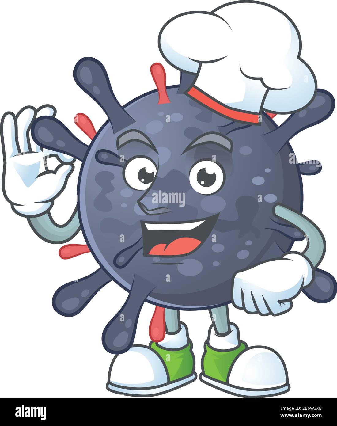 A picture of coronavirus epidemic cartoon character wearing white chef ...