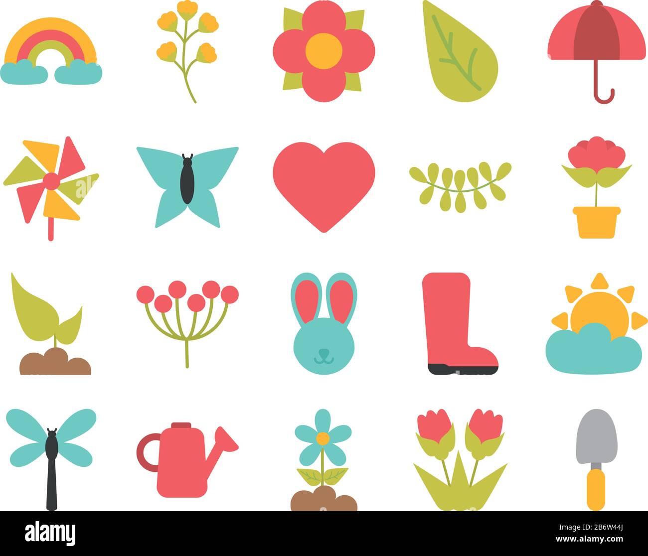 set of spring icons on white background vector illustration design ...