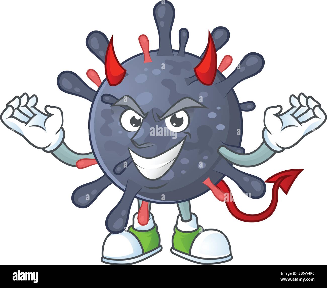 Cartoon picture of coronavirus epidemic in devil cartoon character ...