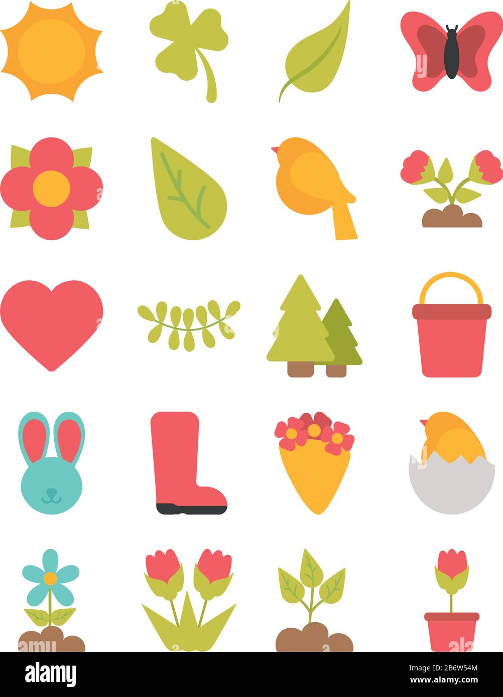 set of spring icons on white background vector illustration design ...