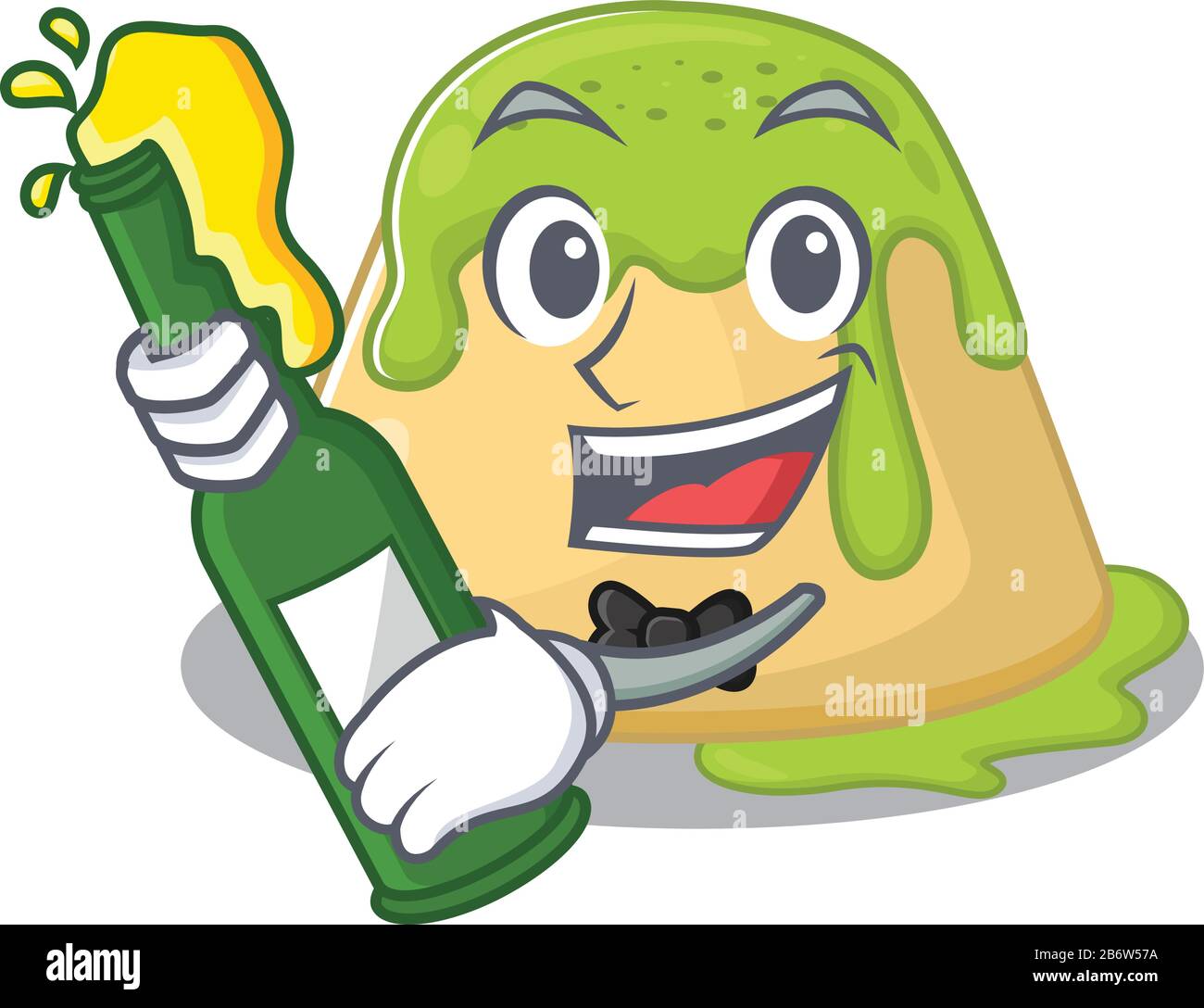 Pudding green tea with bottle of beer mascot cartoon style Stock Vector ...