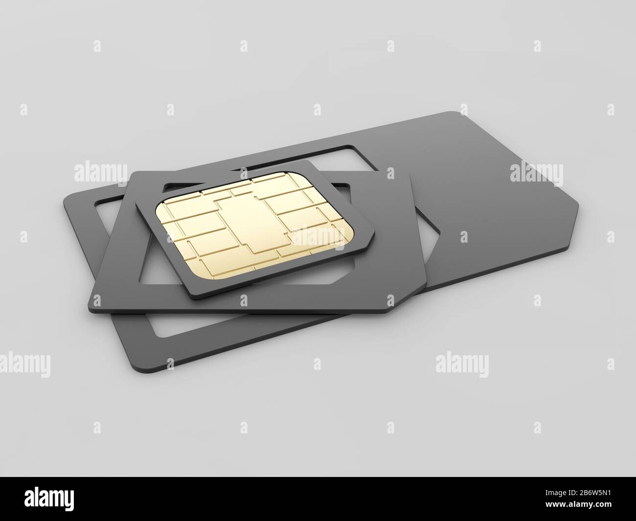 SIM card in different sizes, standard, micro and nano - 3D illustration ...