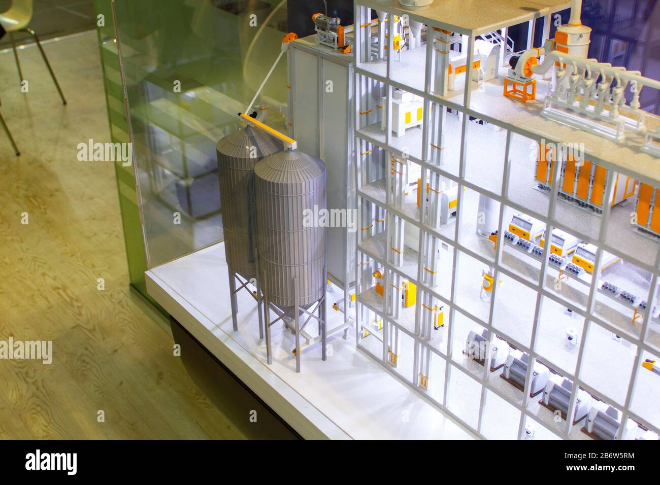 The granary model printed on the 3D printer. Warehouse for storing ...