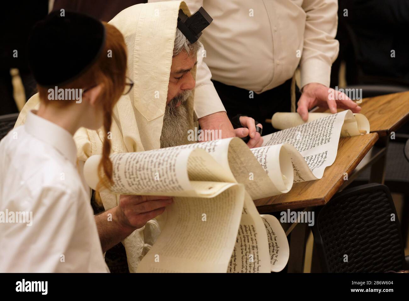Ultra Orthodox Jew wrapped with traditional religious Talit shawl and ...