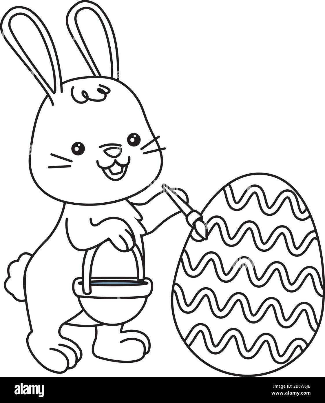 cute little rabbit painting egg easter character Stock Vector Image ...